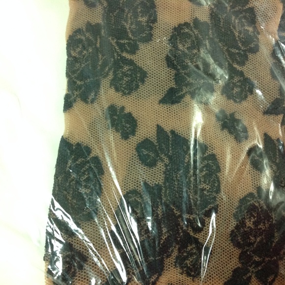 Accessories | New Sheer Floral Lace Tight Black Tan Sz 6 | Poshmark